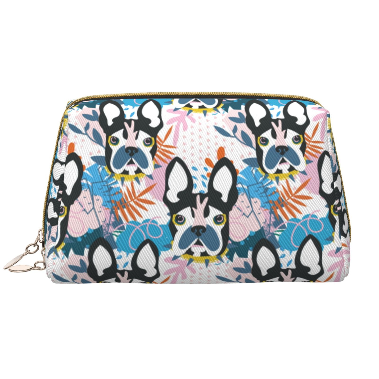 Bohemian Cute French Bulldog Makeup Bag, Large Capacity Travel Cosmetic ...