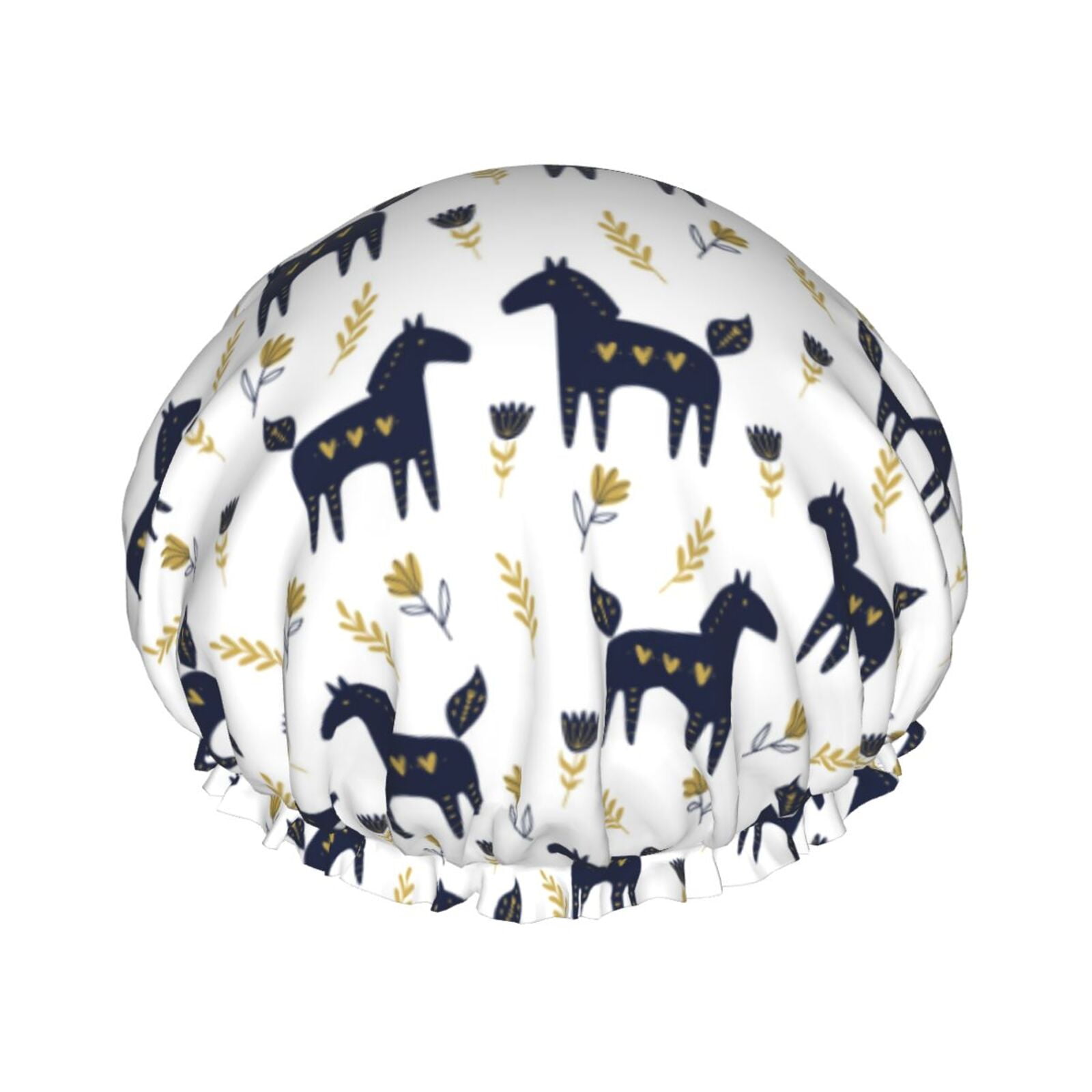 Bohemian Cute Horse Flower Shower Cap, Reusable Bath Hair Hat for all ...
