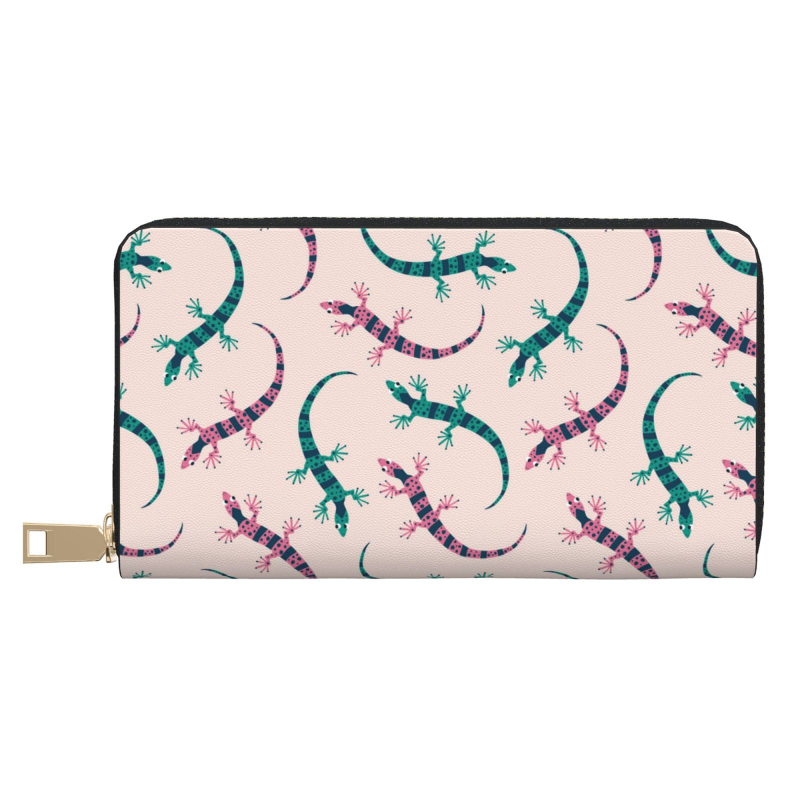 Bohemian Cute Lizard Gecko_A Wallet Women, Leather Bifold Multi Card ...