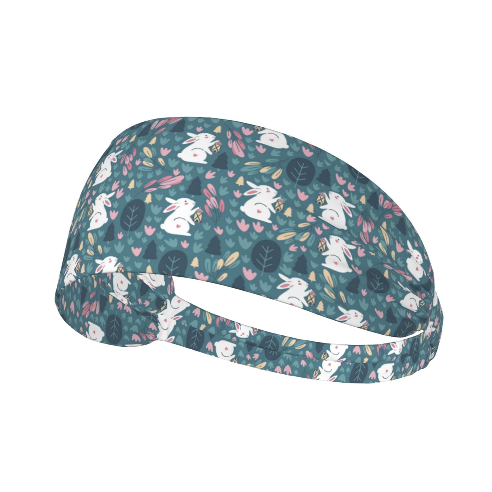 Bohemian Cute Rabbit Flower Tree Sweat Band Sports Headbands for Men ...