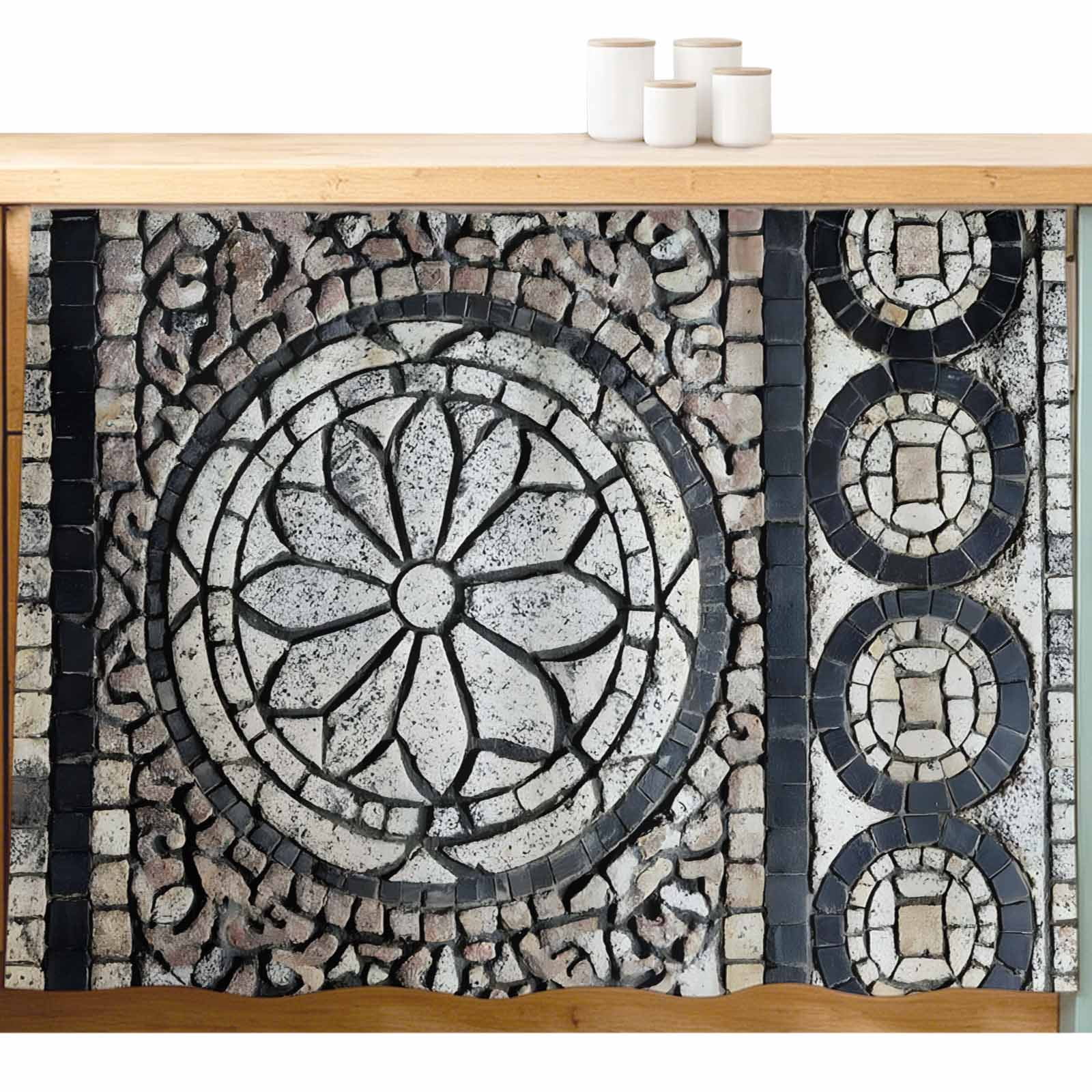 Bohemian Daisy Cabinet Curtains 11" W x 13" L, Mosaic Flower Classic ...