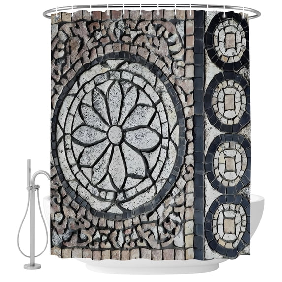 Bohemian Daisy Shower Curtain for Bathroom, Mosaic Flower Classic ...