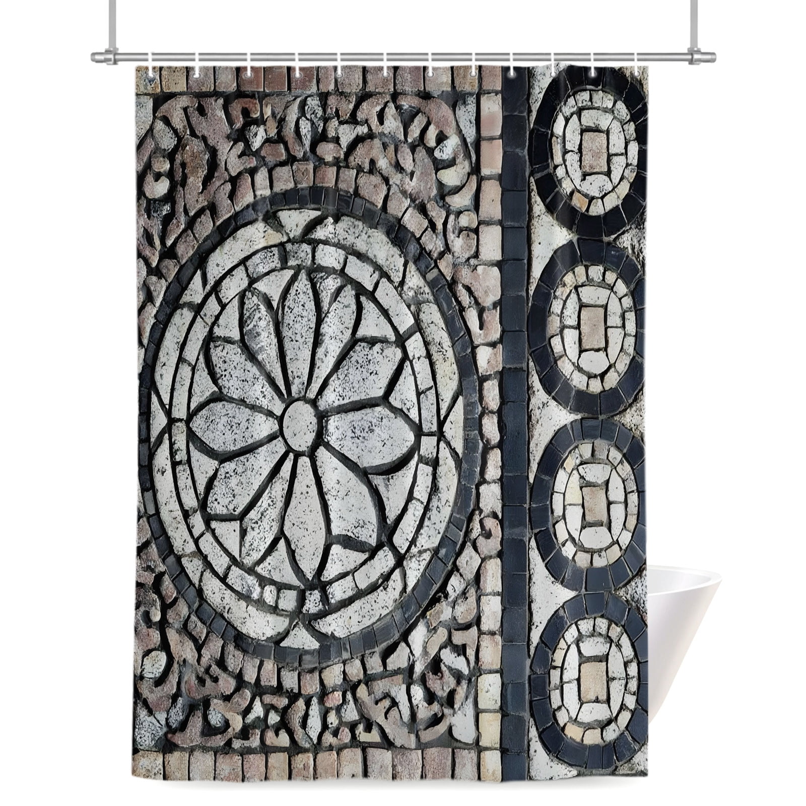 Bohemian Daisy Shower Curtains for Bathroom, Mosaic Flower Classic ...