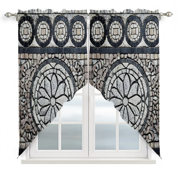 Bohemian Daisy Swag Valances for Windows 2 Pack Mosaic Flower Classic ...