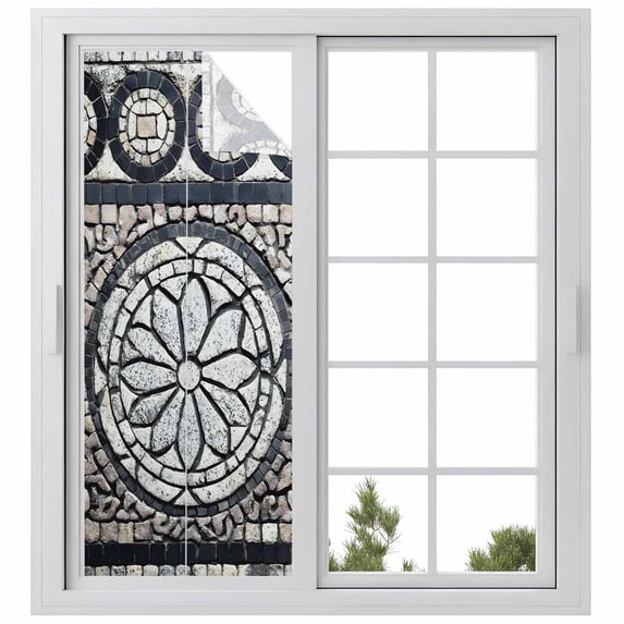 Bohemian Daisy Window Privacy Film, Mosaic Flower Classic Traditional ...