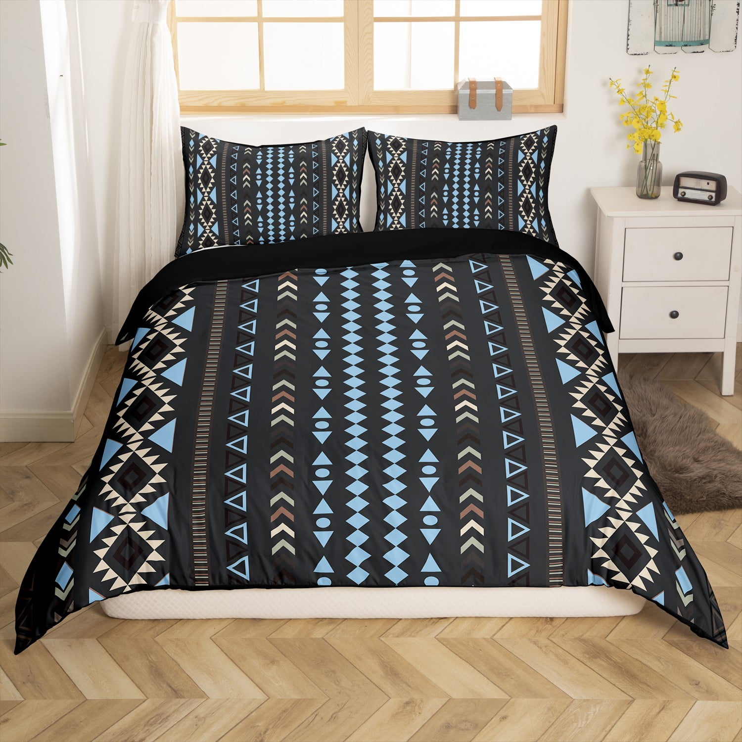 Bohemian Decor Queen Duvet Cover Western Geometric Bedding Set,Exotic ...