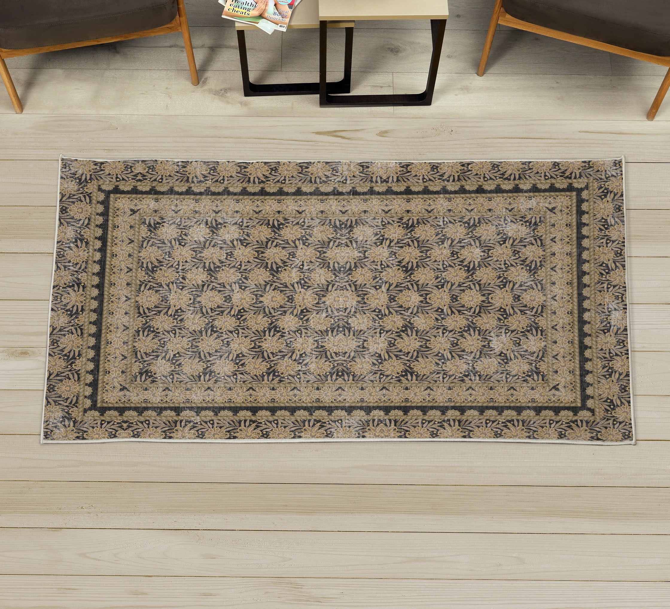 Bohemian Decorative Rug, Ethnic Flowers in Asian Style Jacobean Artwork ...