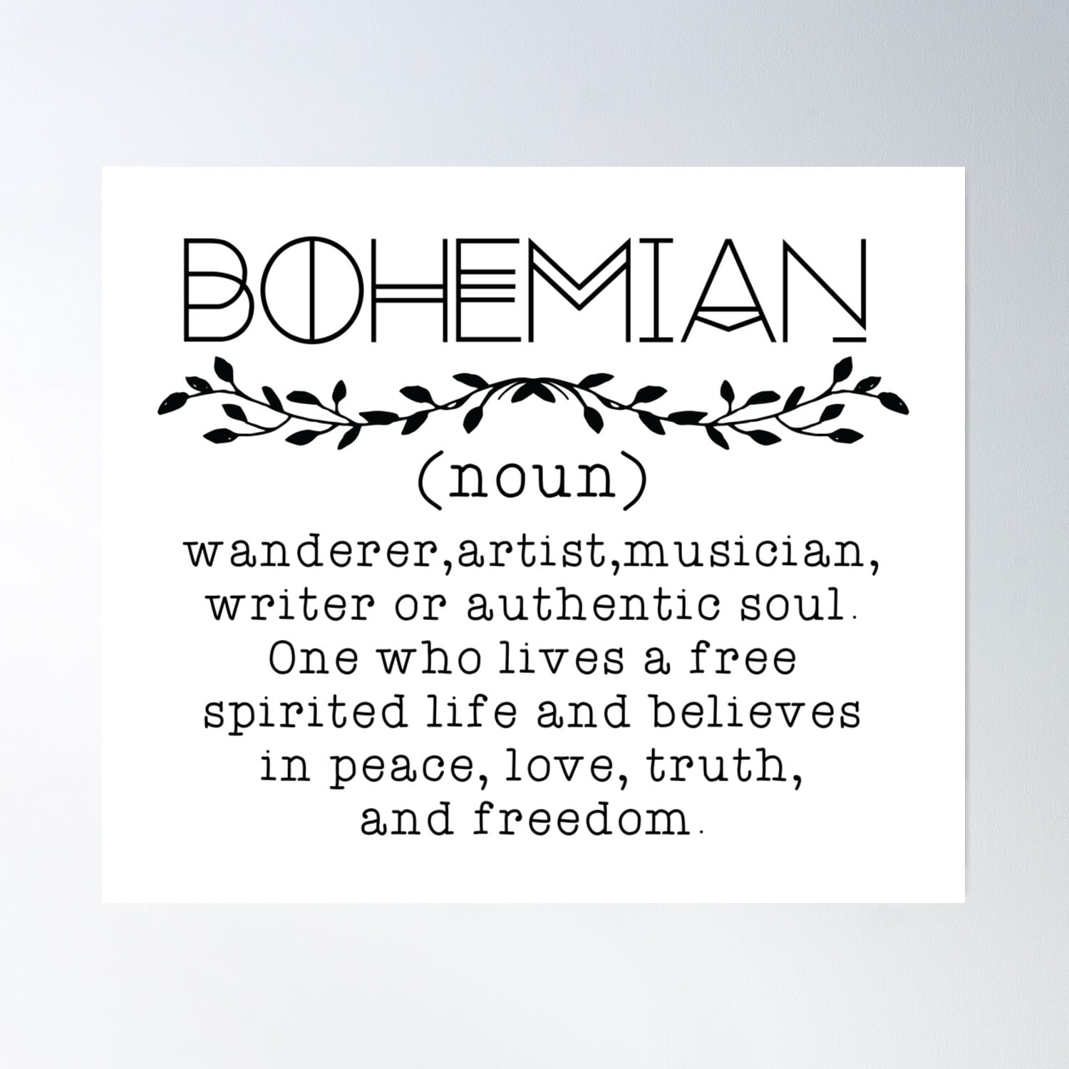 Bohemian Definition Poster Wall Art, Modern Wall Decor, 8x12 UNFRAMED ...