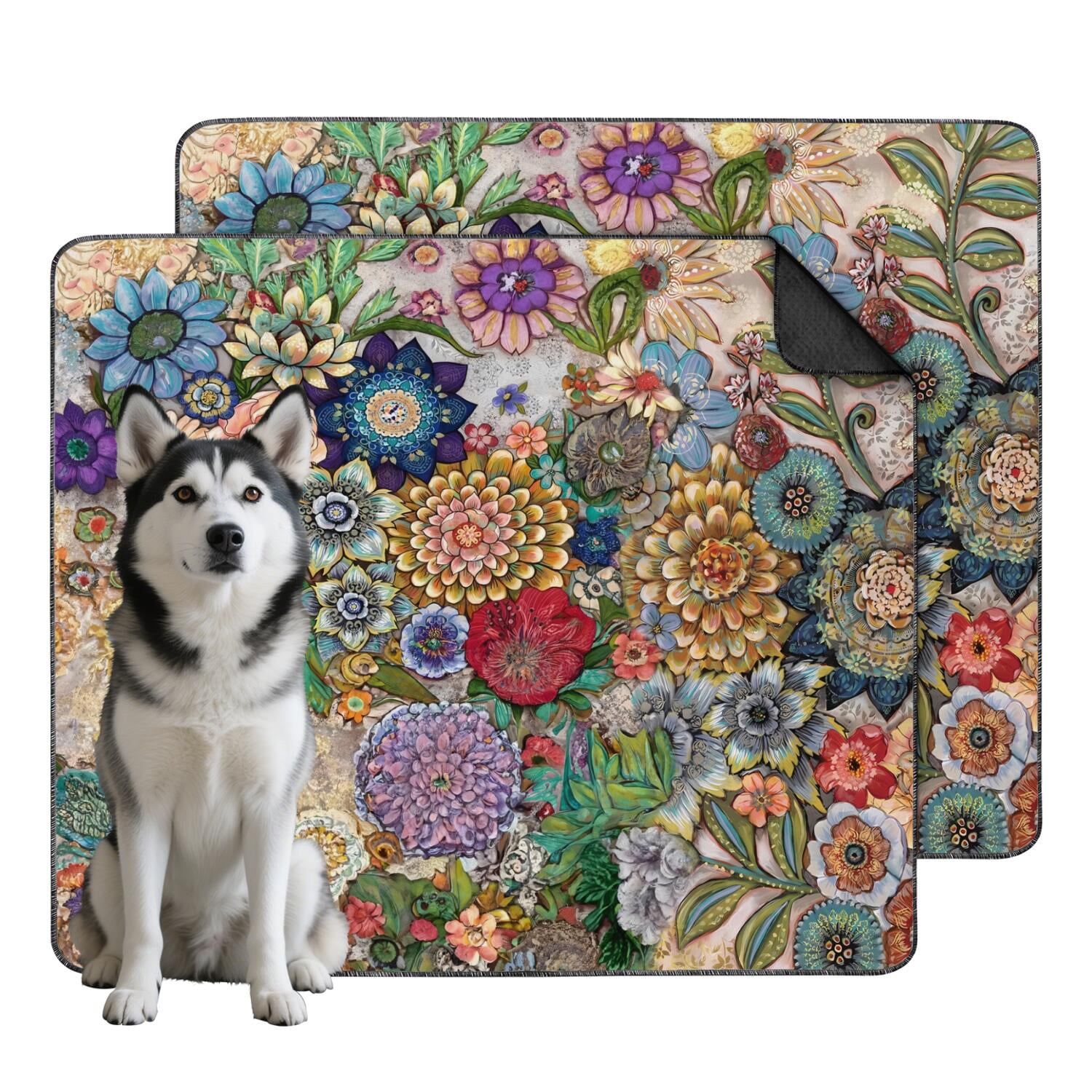 Bohemian Design Aesthetic Washable Dog Pee Pads, 35x41 Reusable Potty ...