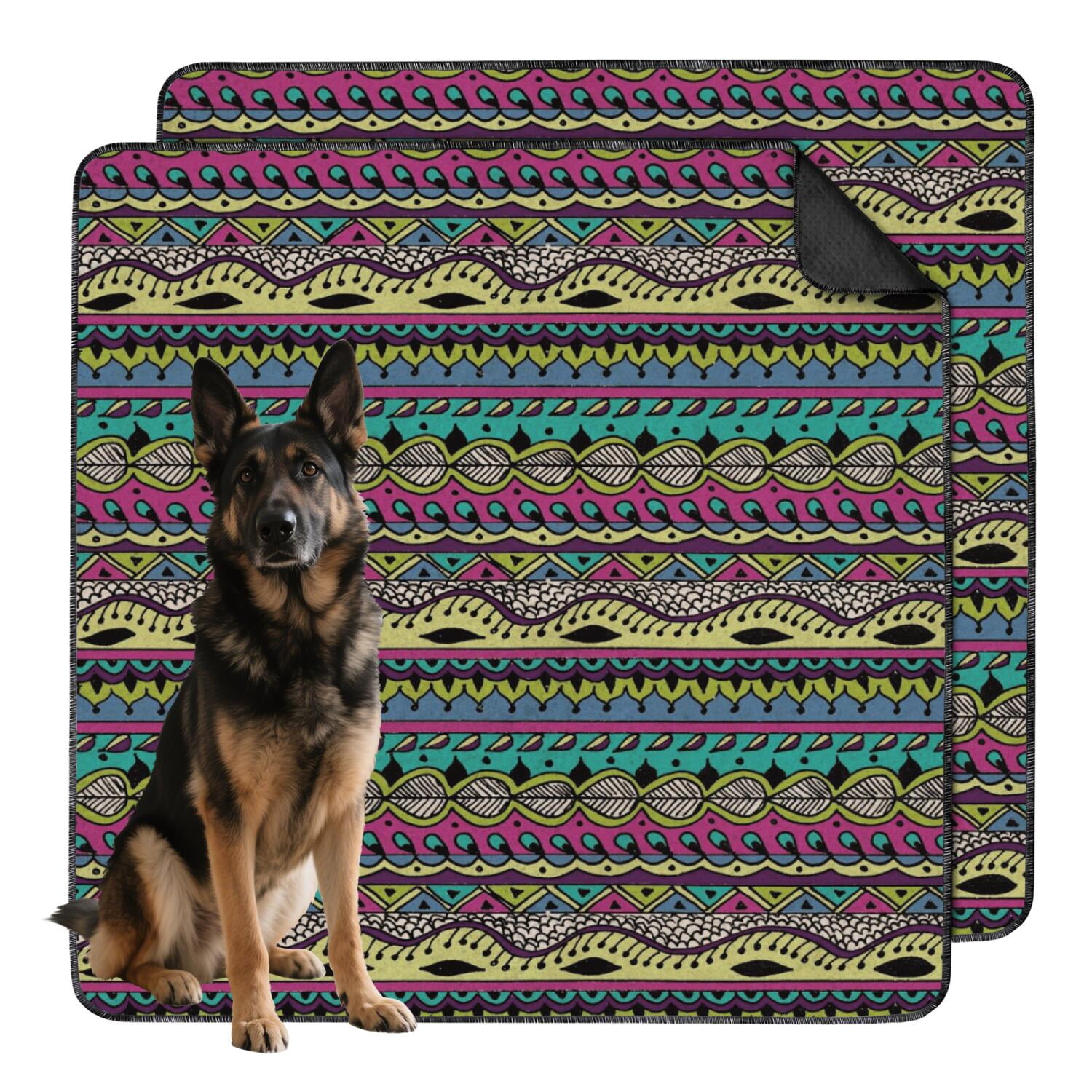 Bohemian Design Washable Dog Pee Pads, 48x48 Reusable with Non-Slip ...