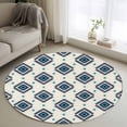 Bohemian Diamond Pattern 3FT Round Area Rugs Boho Tribal Farmhouse Teal ...