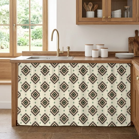 Bohemian Diamond Pattern Cabinet Curtains 32"Wx55"L, Boho Tribal ...