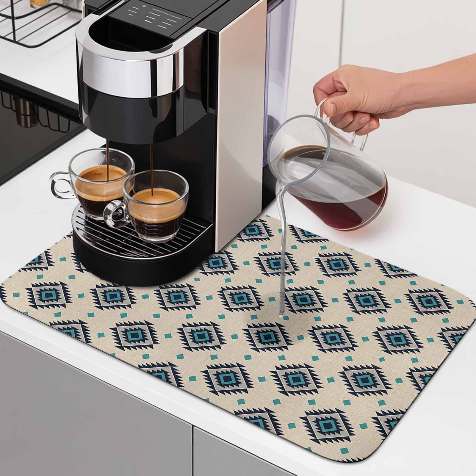 Bohemian Diamond Pattern Dish Drying Mats for Kitchen Counter, Boho ...