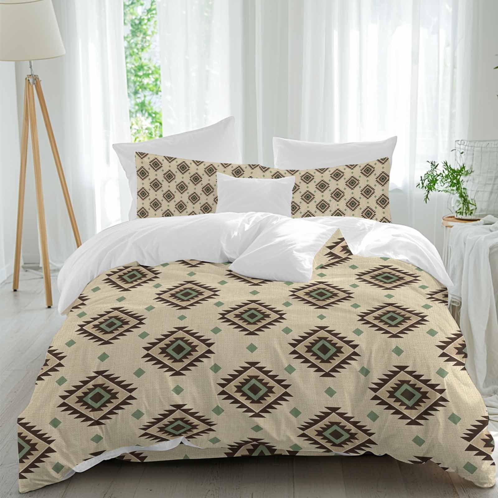 Bohemian Diamond Pattern Duvet Cover Set Twin Size, Boho Tribal ...