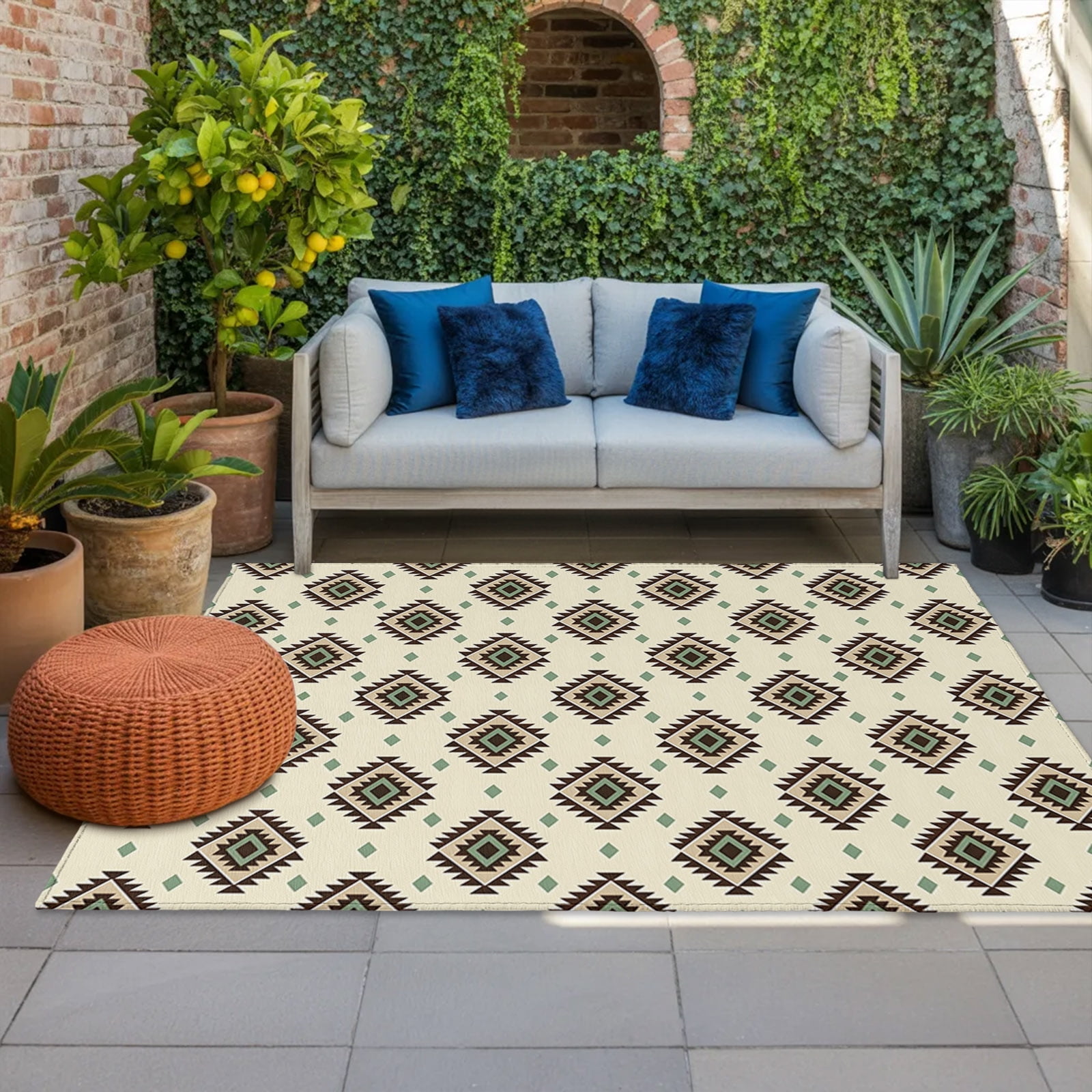 Bohemian Diamond Pattern Indoor Outdoor Rugs 3x5 Ft, Boho Tribal ...