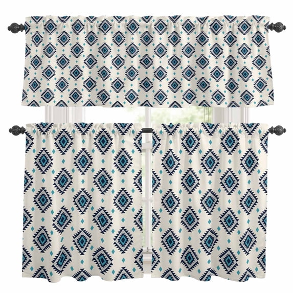 Bohemian Diamond Pattern Kitchen Curtains and Valances Set, Boho Tribal ...