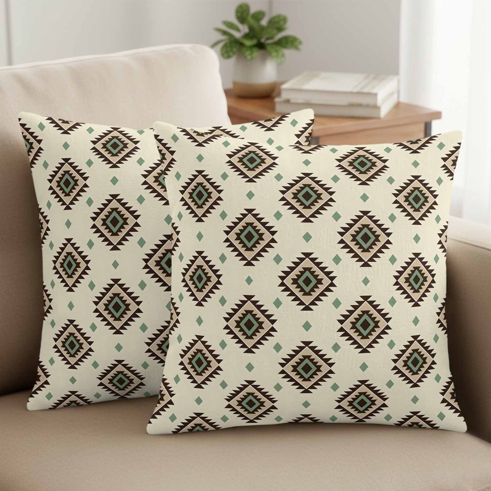 Bohemian Diamond Pattern Pillow Covers Set of 2, Boho Tribal Farmhouse ...