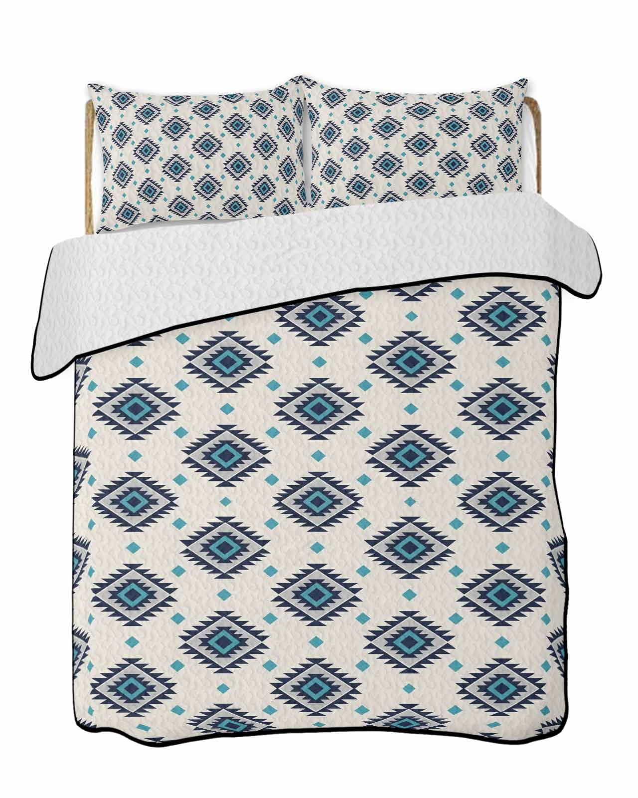 Bohemian Diamond Pattern Quilts Bedding Set Queen Size Boho Tribal ...