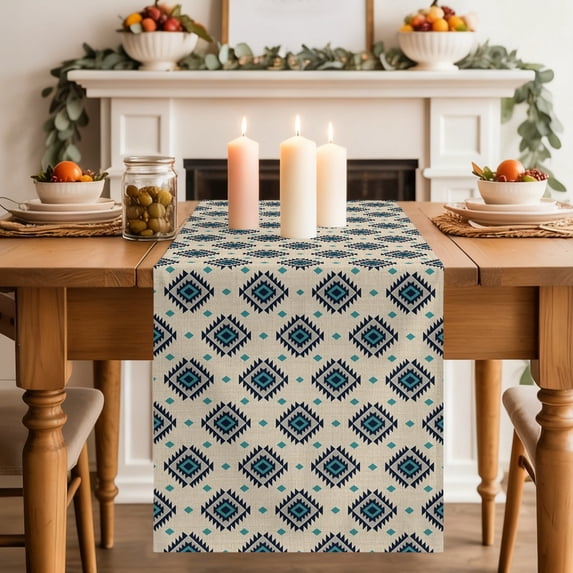 Bohemian Diamond Pattern Table Runner 13x70 Inch Boho Tribal Farmhouse ...