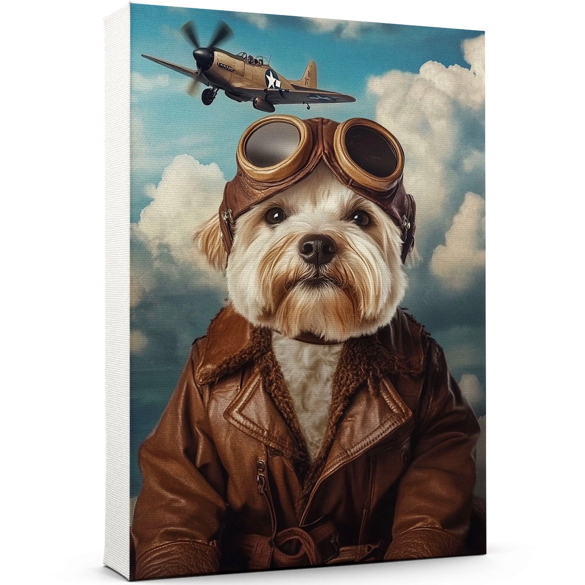 Bohemian Dog Pilot Wall Art, Pet Art, Funny Dog Poster 8x12in, Pilot ...
