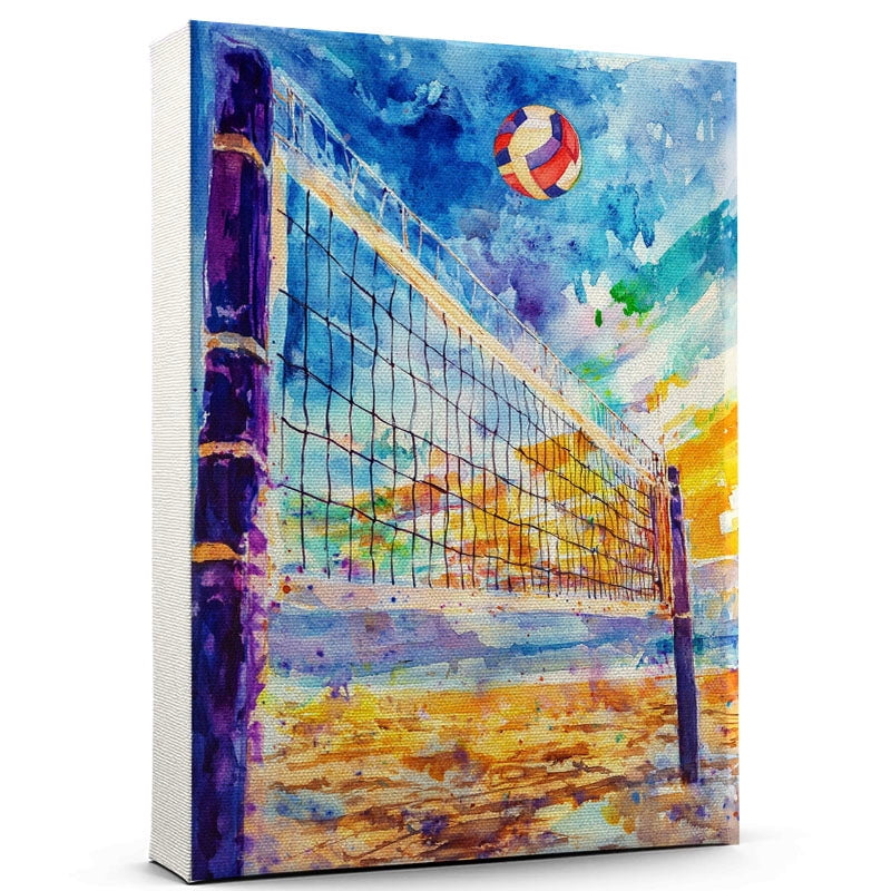 Bohemian Dog Playing Volleyball Wall Stretched Canvas Size 8x12 ...