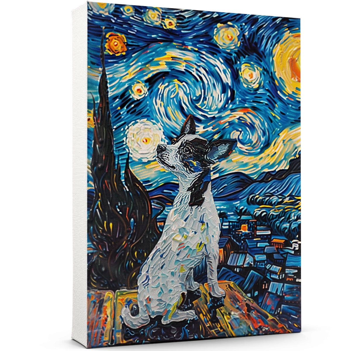 Bohemian Dog Starry Night Canvas Wall Art Prints, Dog Art Canvas ...
