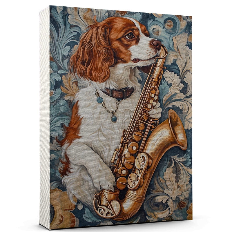 Bohemian Dog Stretched Canvas Size 8x12 Saxophone Canvas – Funny ...