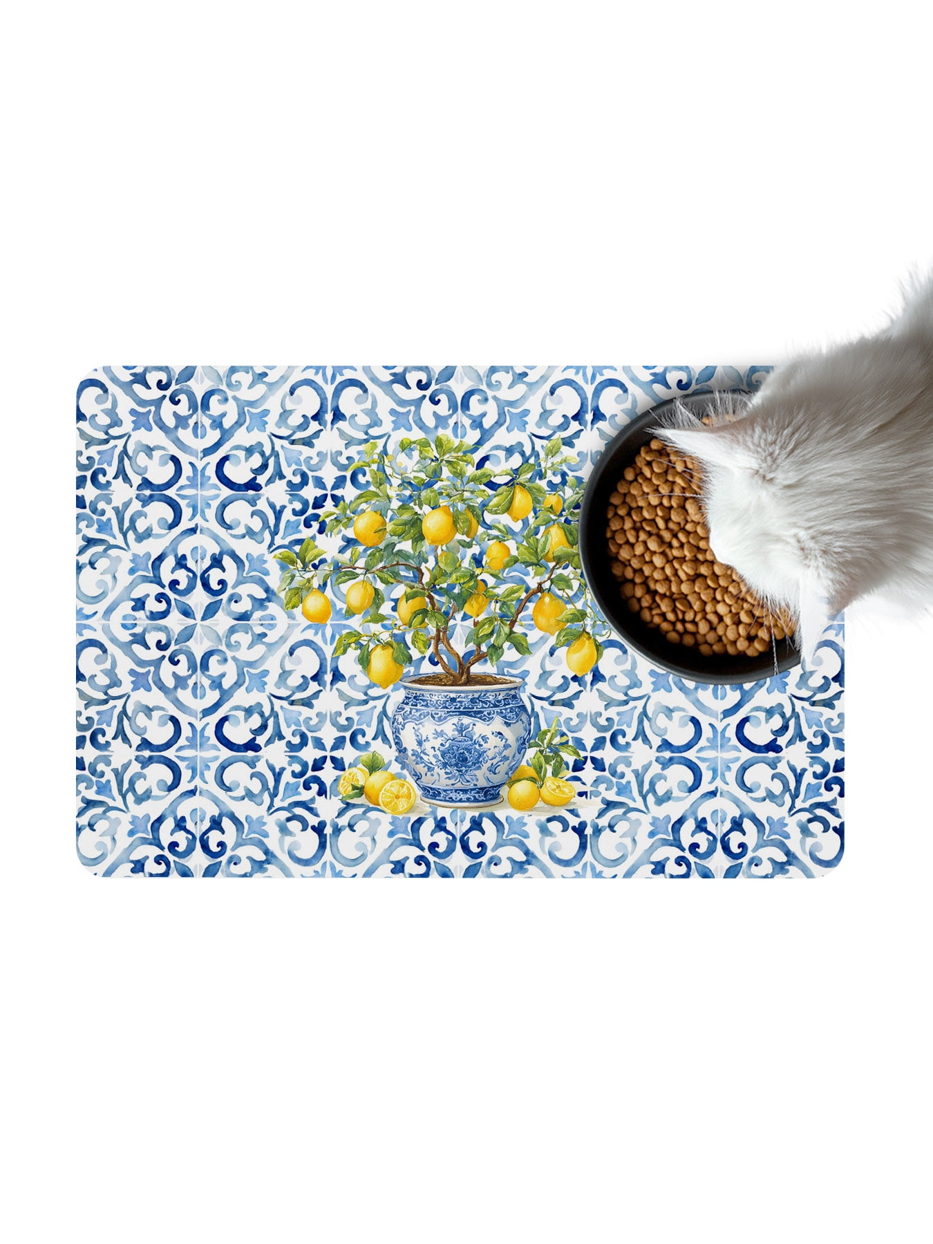 Bohemian Doormat Country Farm Yellow Fruit Leaf Abstract Blue White ...