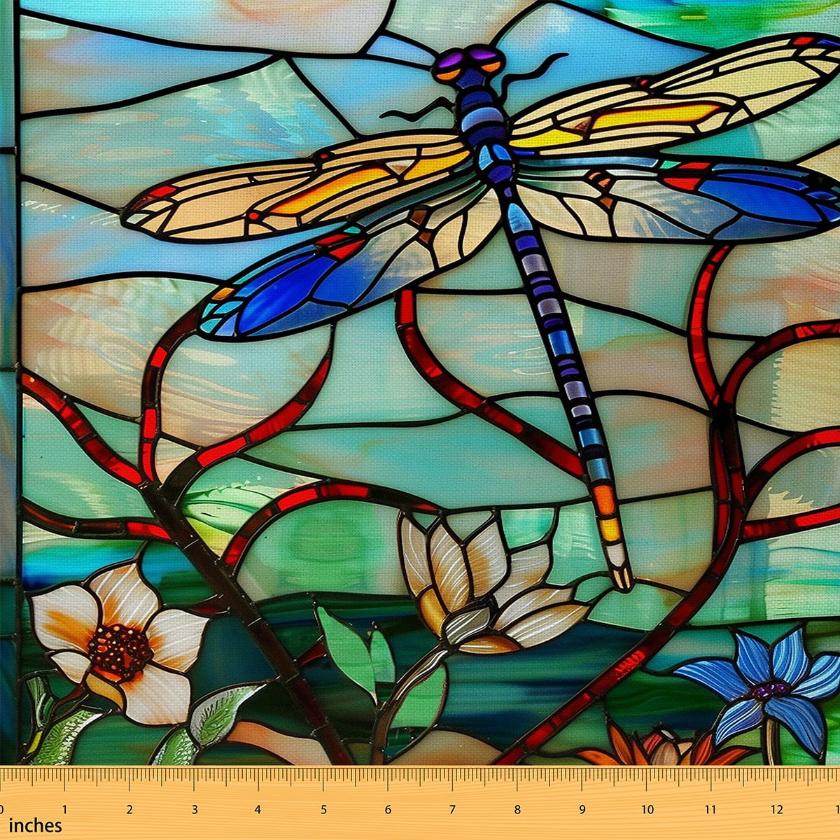 Bohemian Dragonfly Fabric By The Yard, Flower Upholstery Fabric ...