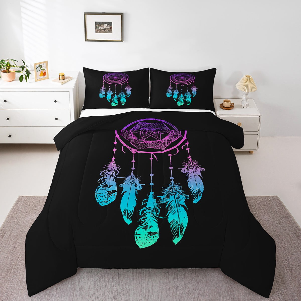 Bohemian Dream Catcher Queen Size Comforter Set Hippie Dreamcatcher ...