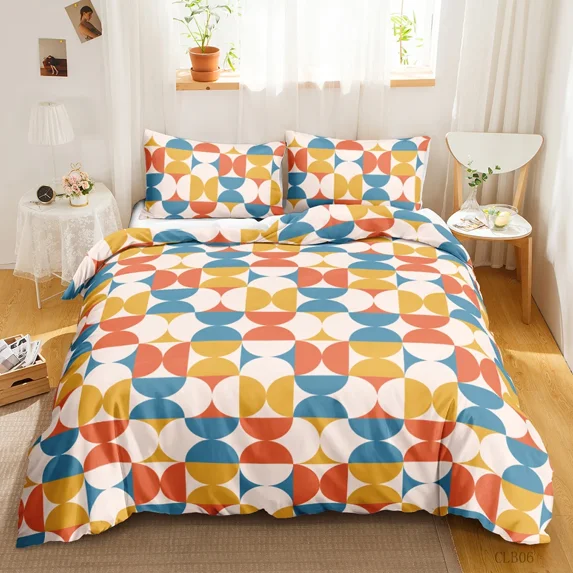 Bohemian Duvet Cover Set Dark Blue Geometric Regular Pattern Ethnic ...