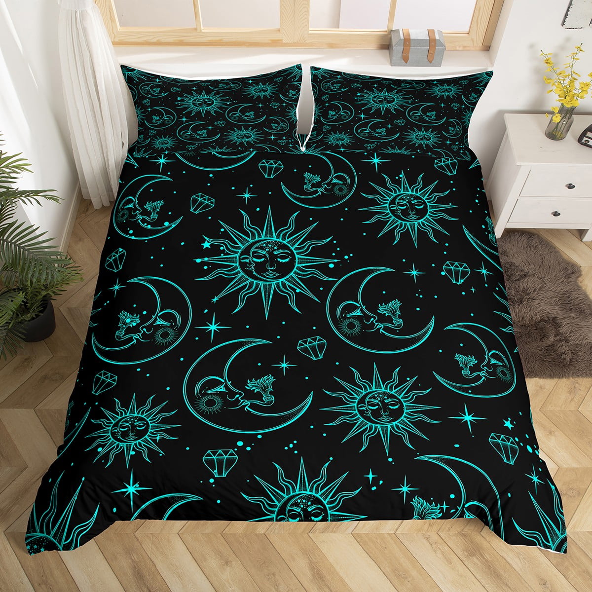 Bohemian Duvet Cover Sun and Moon Decor Twin Bedding Sets for Girls ...