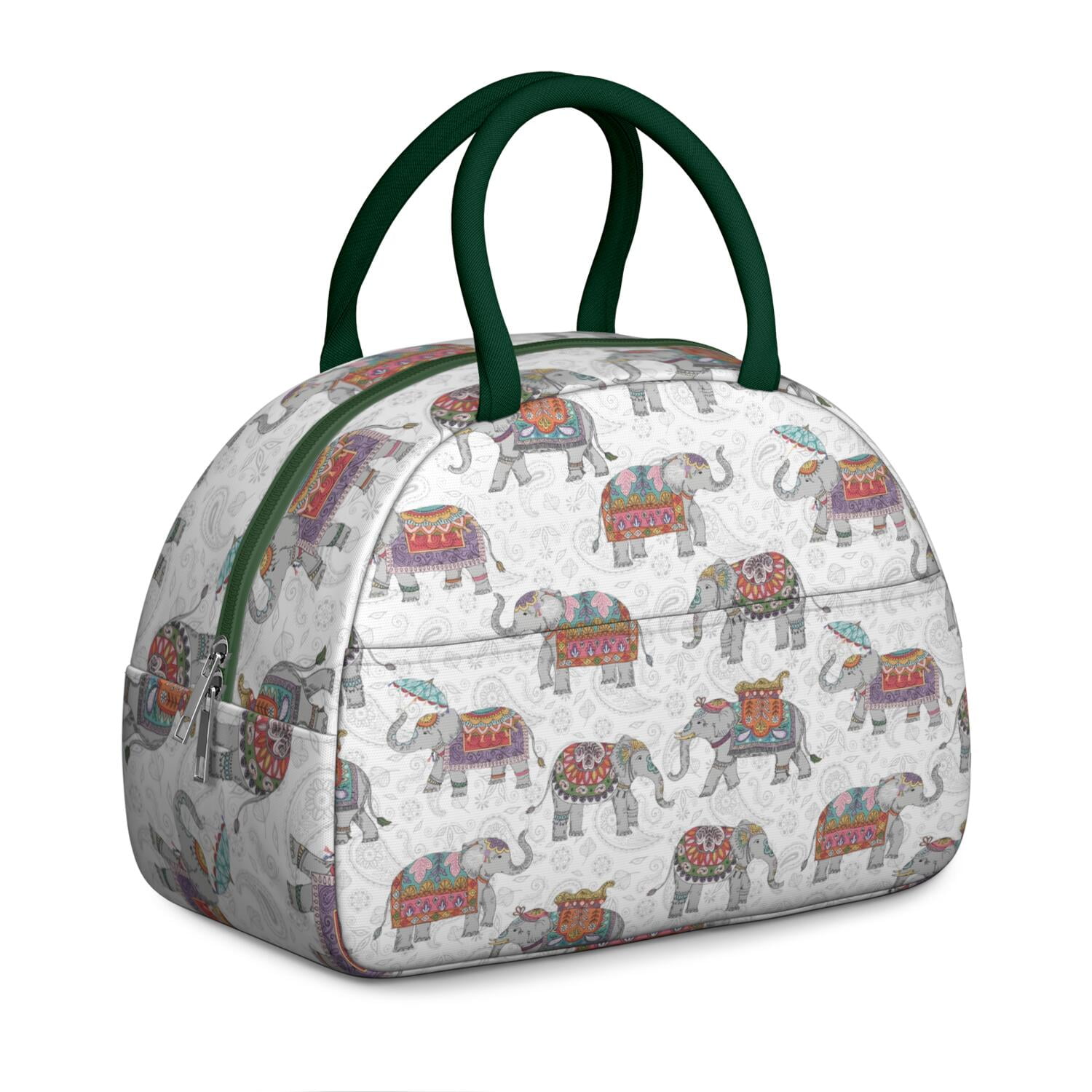 Bohemian Elephant Lunch Bag – Floral Paisley Print with Retro Tribal ...