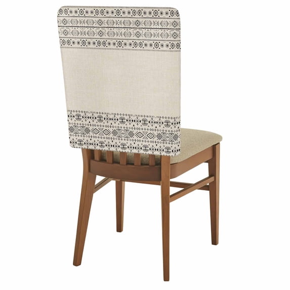 Bohemian Ethnic Chair Back Covers Set of 8, Brown Black Lines Linen ...