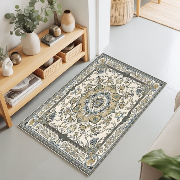 Bohemian Ethnic Flower Texture Rectangle Area Rug 2x3ft,Living Room Rug ...
