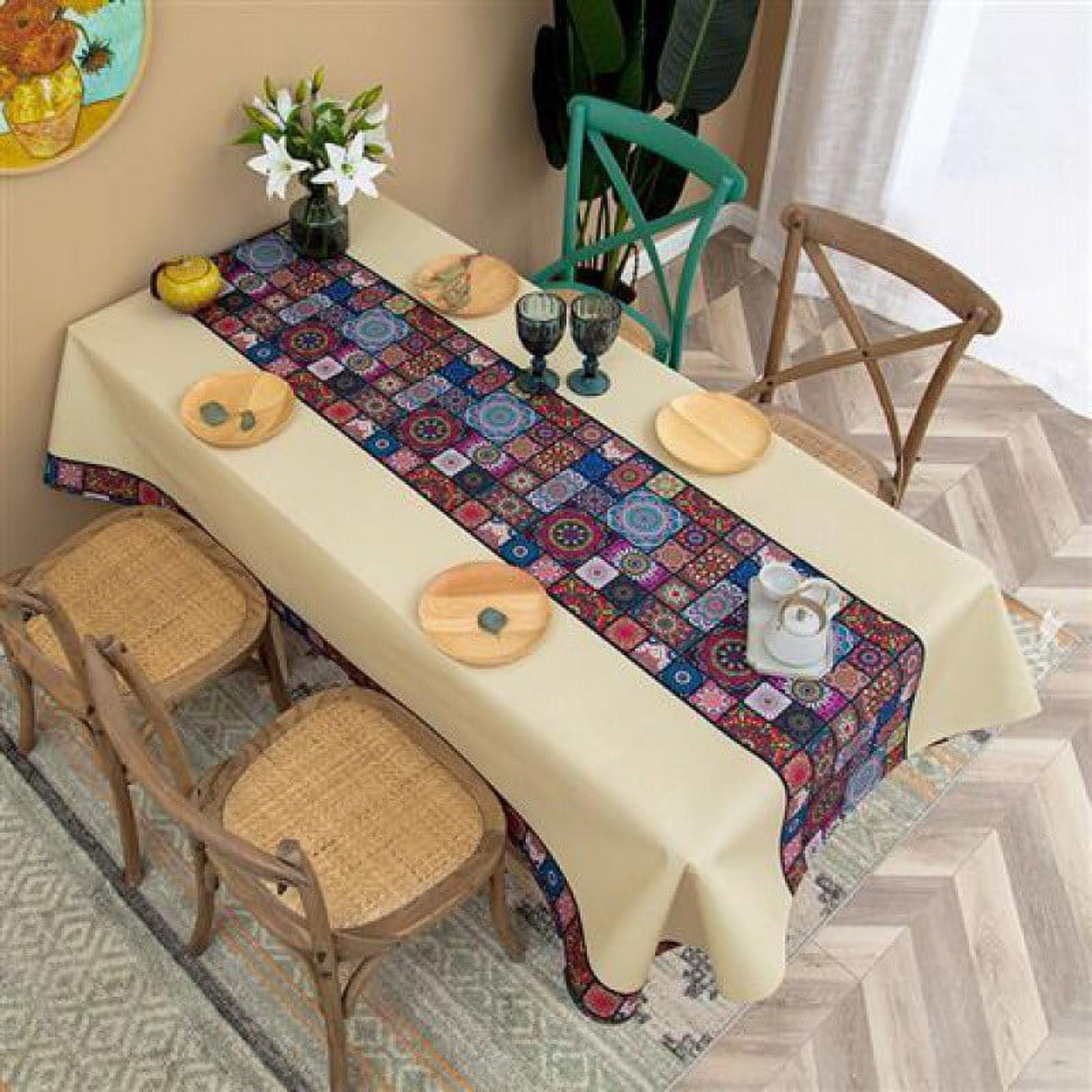 Bohemian Ethnic Print Desk Cloth Coffee Table Tablecloth Rectangle Cafe ...