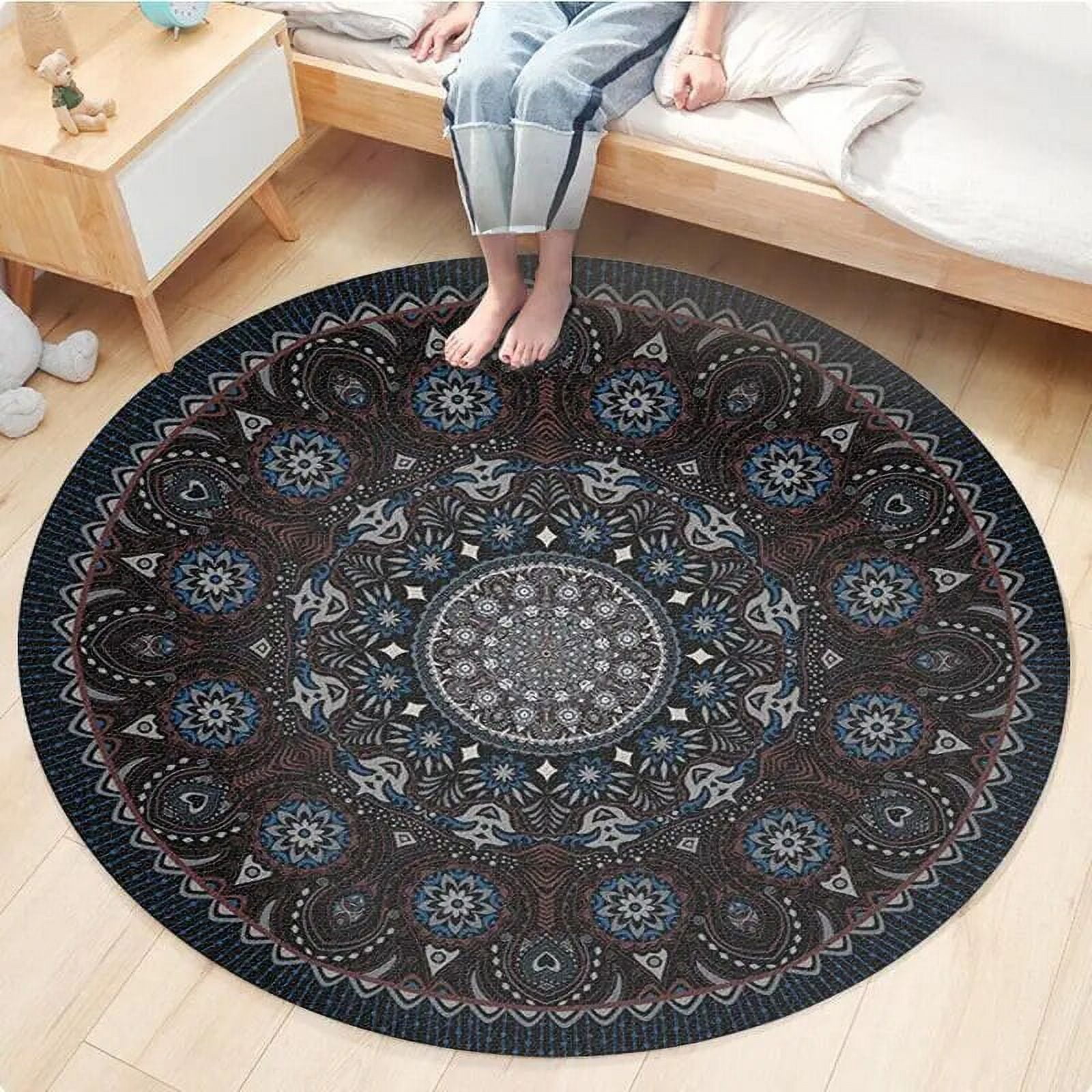 Bohemian Ethnic Round Rug Living Room Bedroom Bedside Rug Simple ...