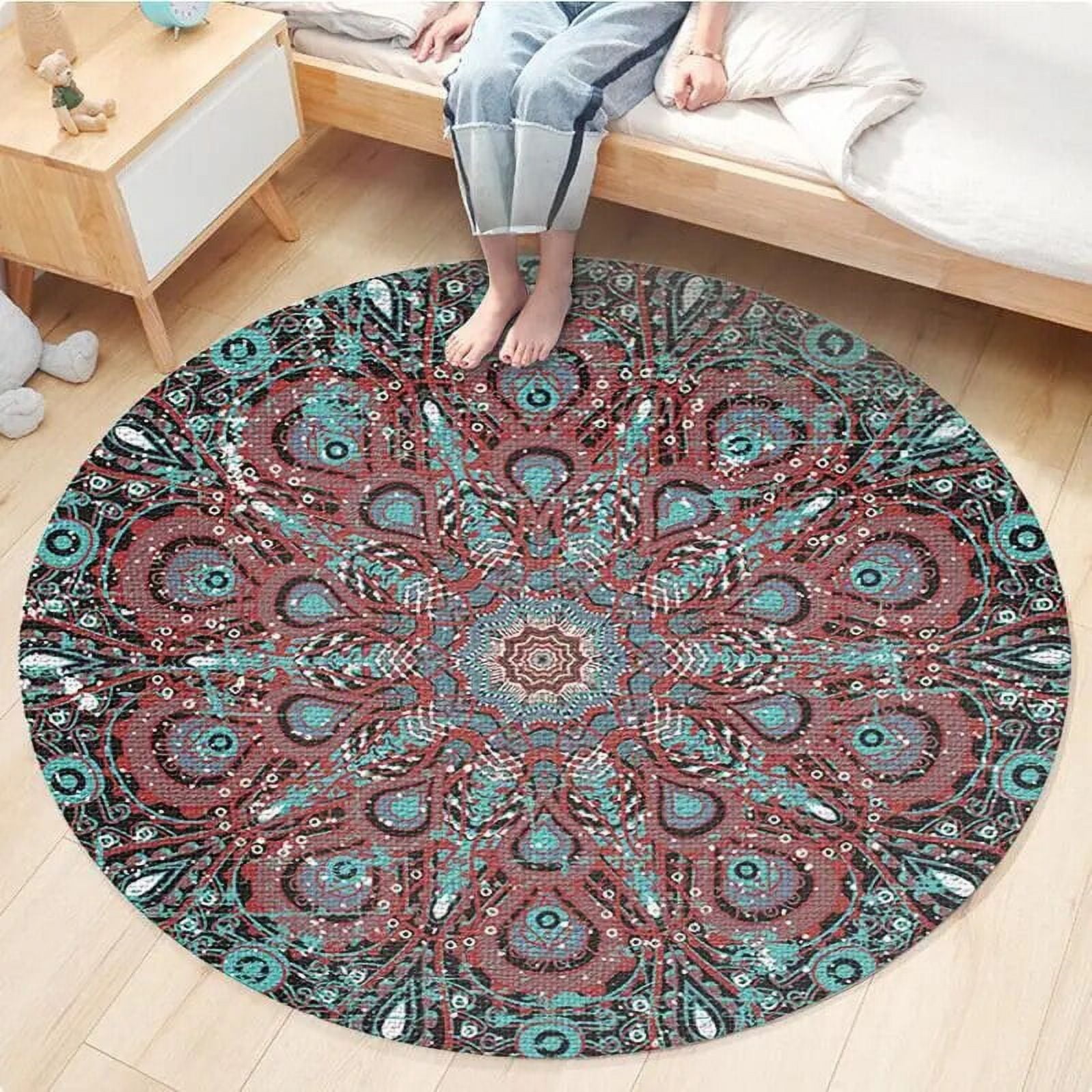 Bohemian Ethnic Round Rug Living Room Bedroom Bedside Rug Simple ...