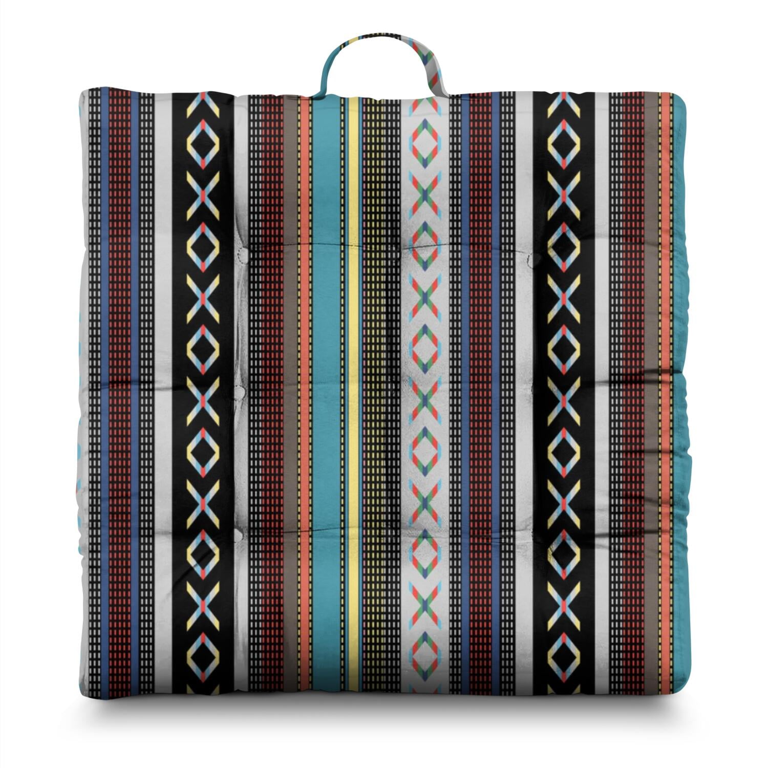 Bohemian Ethnic Rustic 24" Oversized Zabuton Floor Cushion - Colorful ...