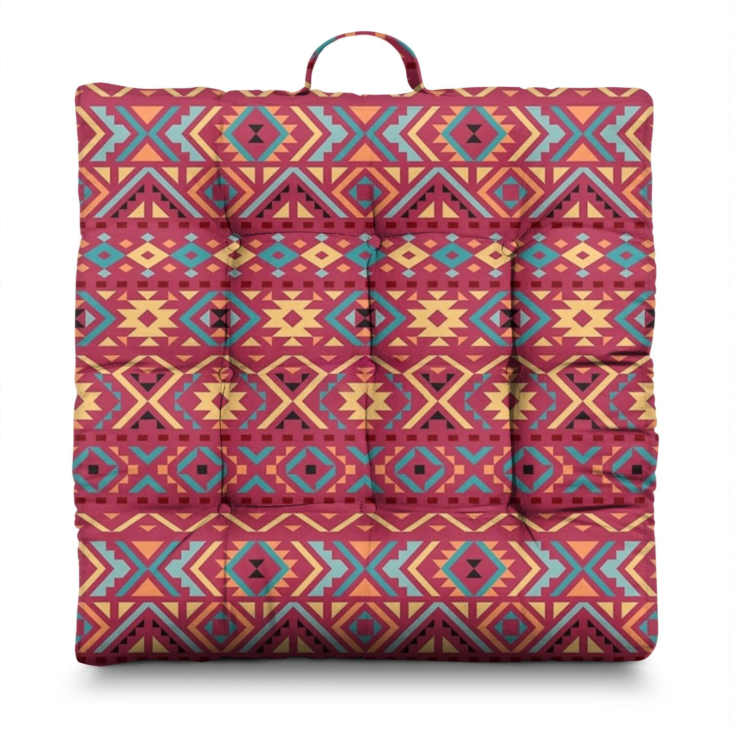 Bohemian Ethnic Rustic 24" Oversized Zabuton Floor Cushion - Colorful ...