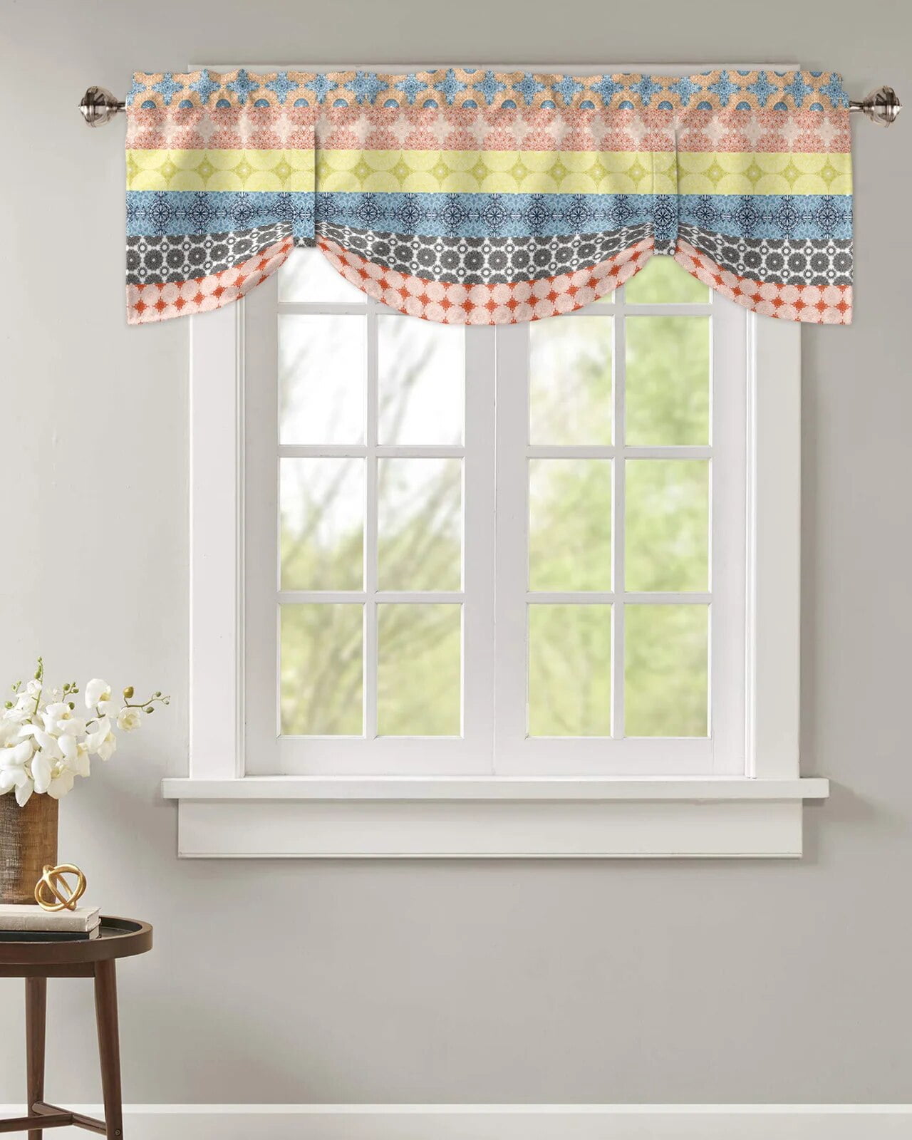 Bohemian Ethnic Style Short Window Curtain Adjustable Tie Up Valance ...
