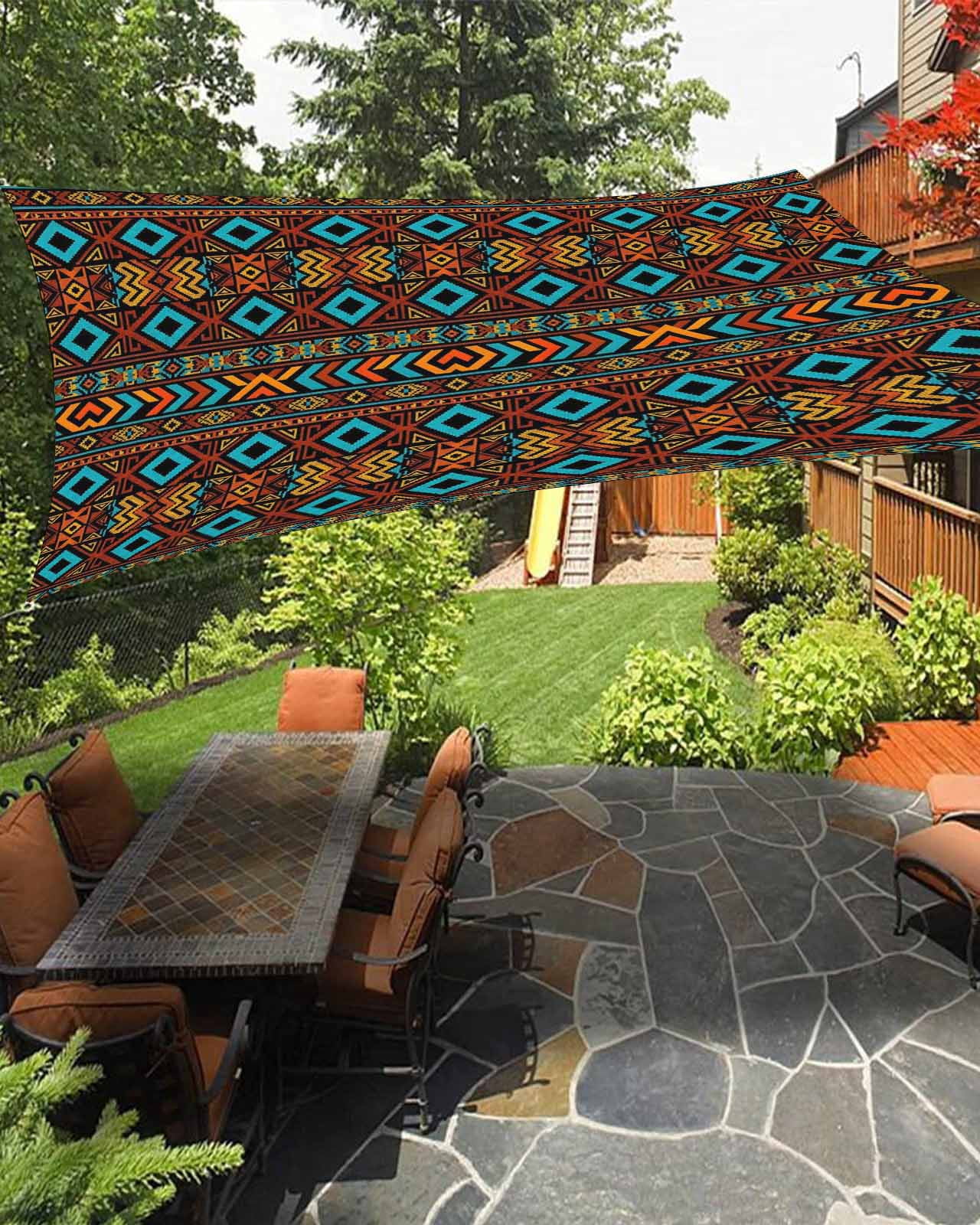 Bohemian Ethnic Sun Shade Sail 14'X18' Grid Southwestern Stripes ...