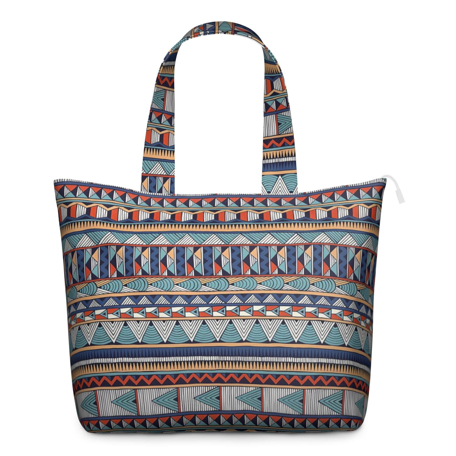 Bohemian Ethnic Weekender Bag, Abstract Vintage Travel Tote for Women ...