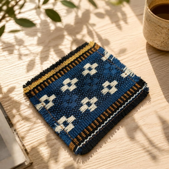 Bohemian Ethnic Woven Cup Mats Set, Fabric Mix Heat Proof Absorbent ...