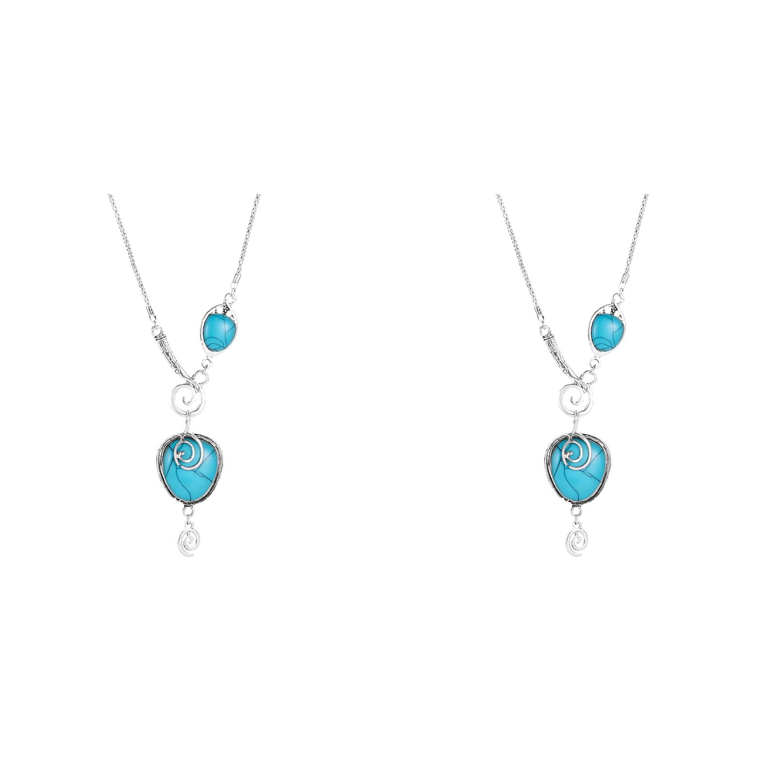 Bohemian Exotic Heart Shape Turquoise Necklace Plated With Ancient ...
