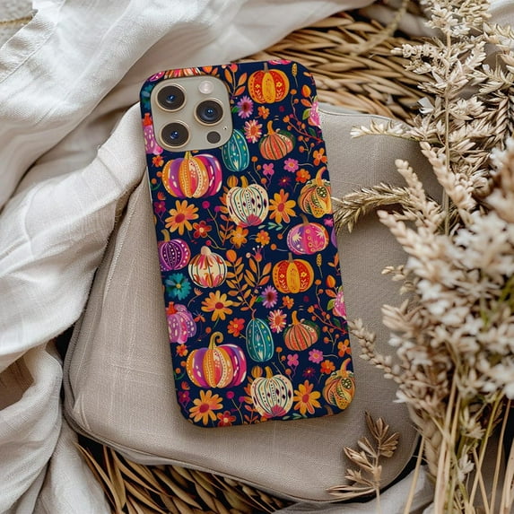 Bohemian Fall Pumpkin Floral Cottagecore Phone Case for iPhone 11 12 13 ...