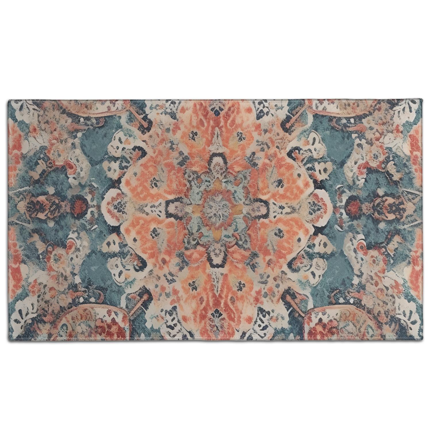 Bohemian Farmhouse Orange Vintage Boho Door Mats for Kitchen Country ...