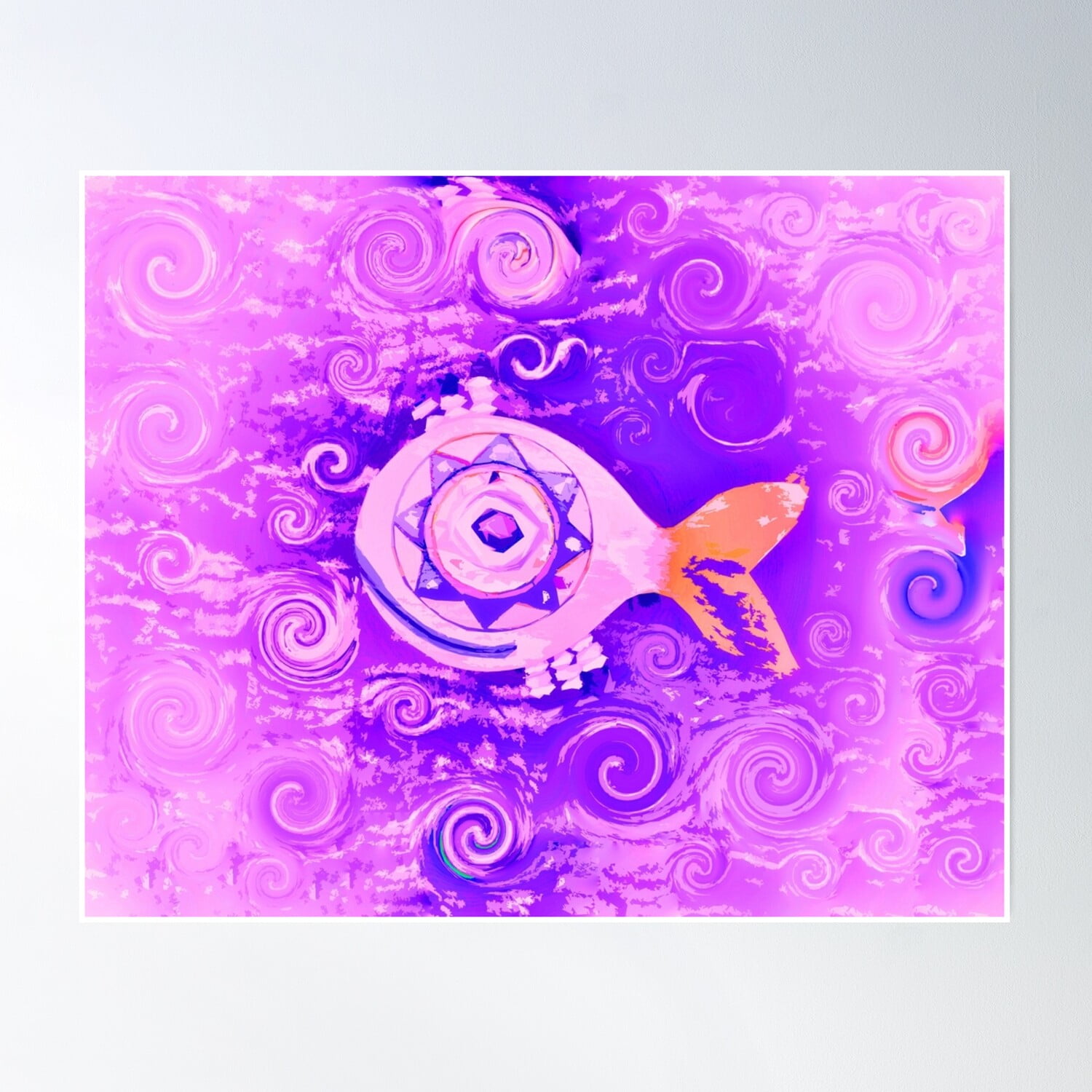 Bohemian Fish Groovy Hippie Vibes Coastal Boho Style Décor Or Art 2 Of ...