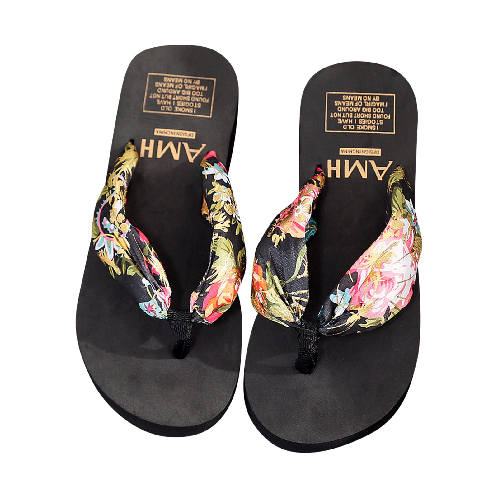 Bohemian Flip Flop for Women Summer Beach Clip Toe Platform Wedge ...