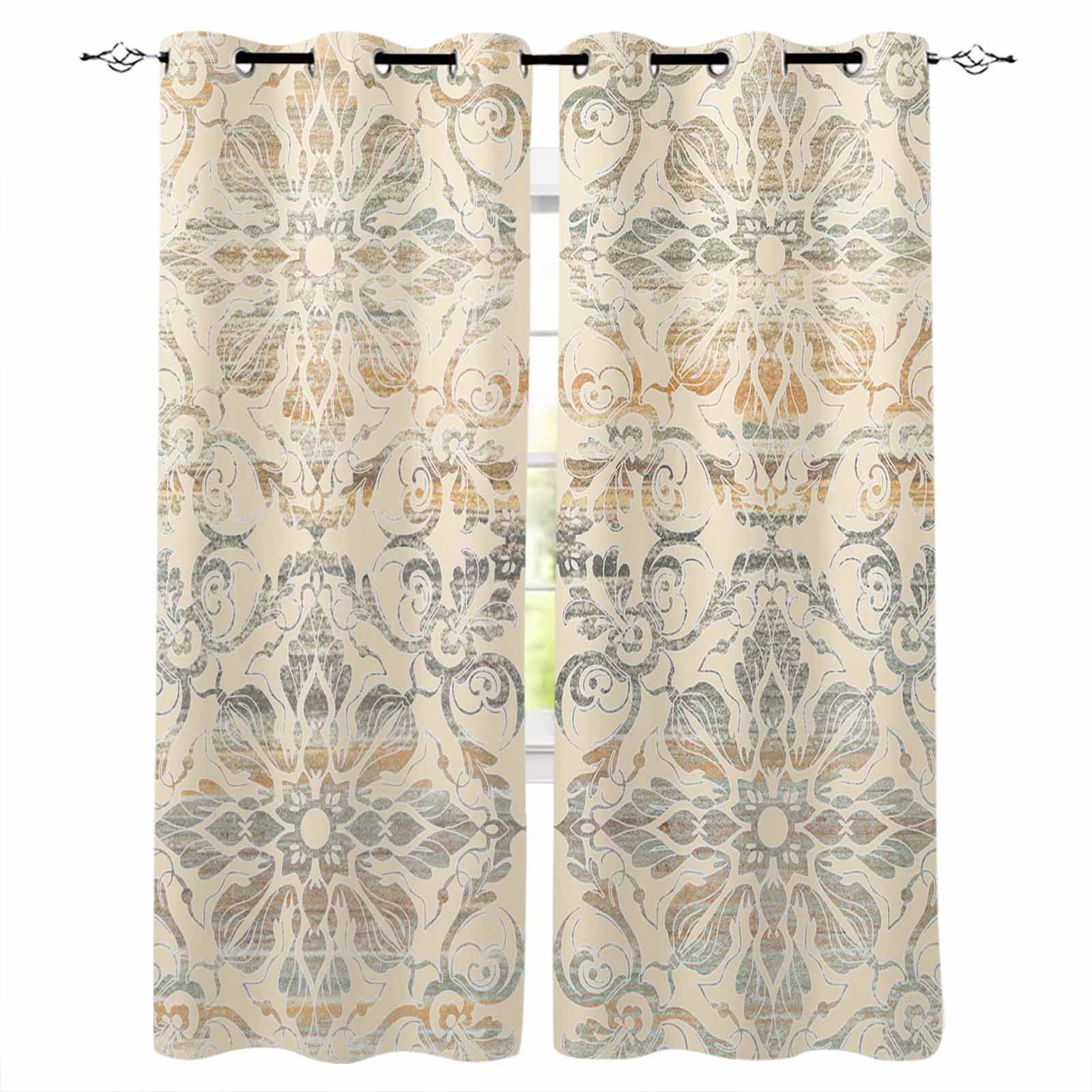 Bohemian Floral, Blackout Curtains 45 Inches Long, Vintage Gradient ...